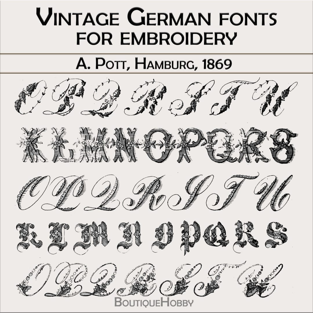 Vintage German Designs Fonts for Embroidery 1869,instant Download - Etsy