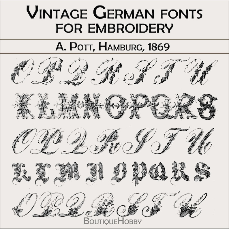 Vintage German Designs Fonts for Embroidery 1869,instant Download - Etsy