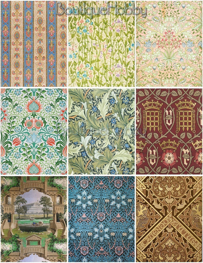 Vintage Digital Wallpaper Printable Paper, Background Set-1, 8.5"x 11 ...