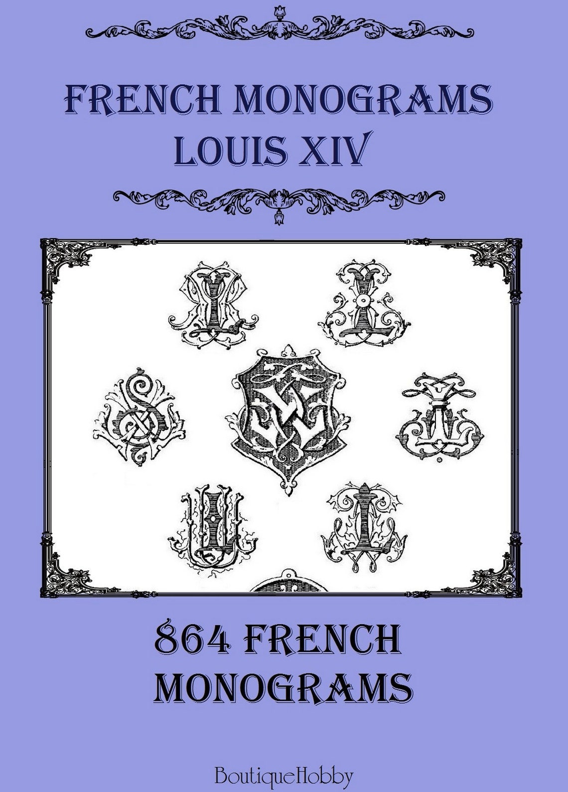 Monogram fontsmonogram cut fileFrench Monograms Louis XIV | Etsy