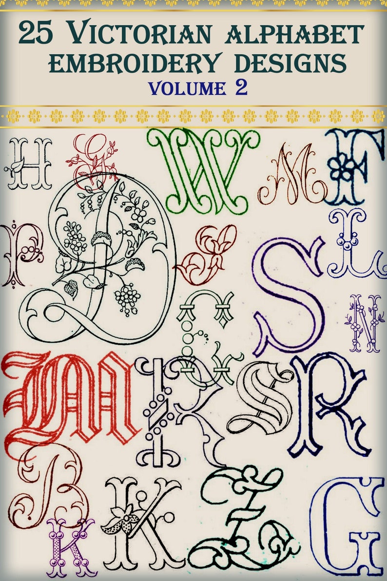 25 Victorian Alphabet Embroidery Designs-2embroidery - Etsy