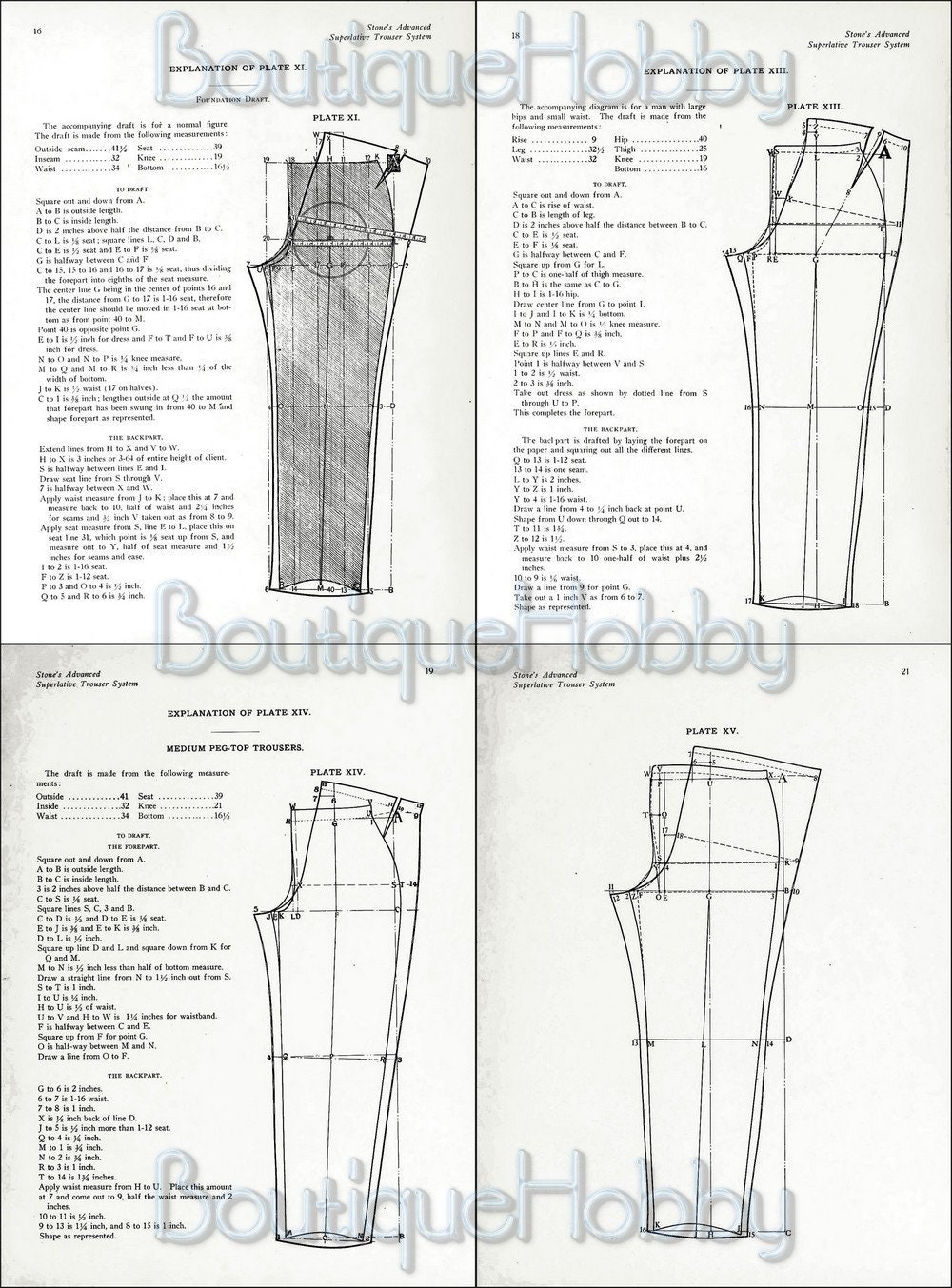 Vintage Mens Trousers Sewing Patterns,self Instruction Printable Book ...