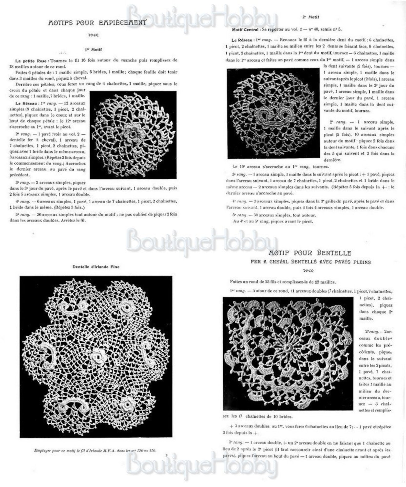 Vintage French Irish Crochet Laceantique Pattern Bookhand - Etsy