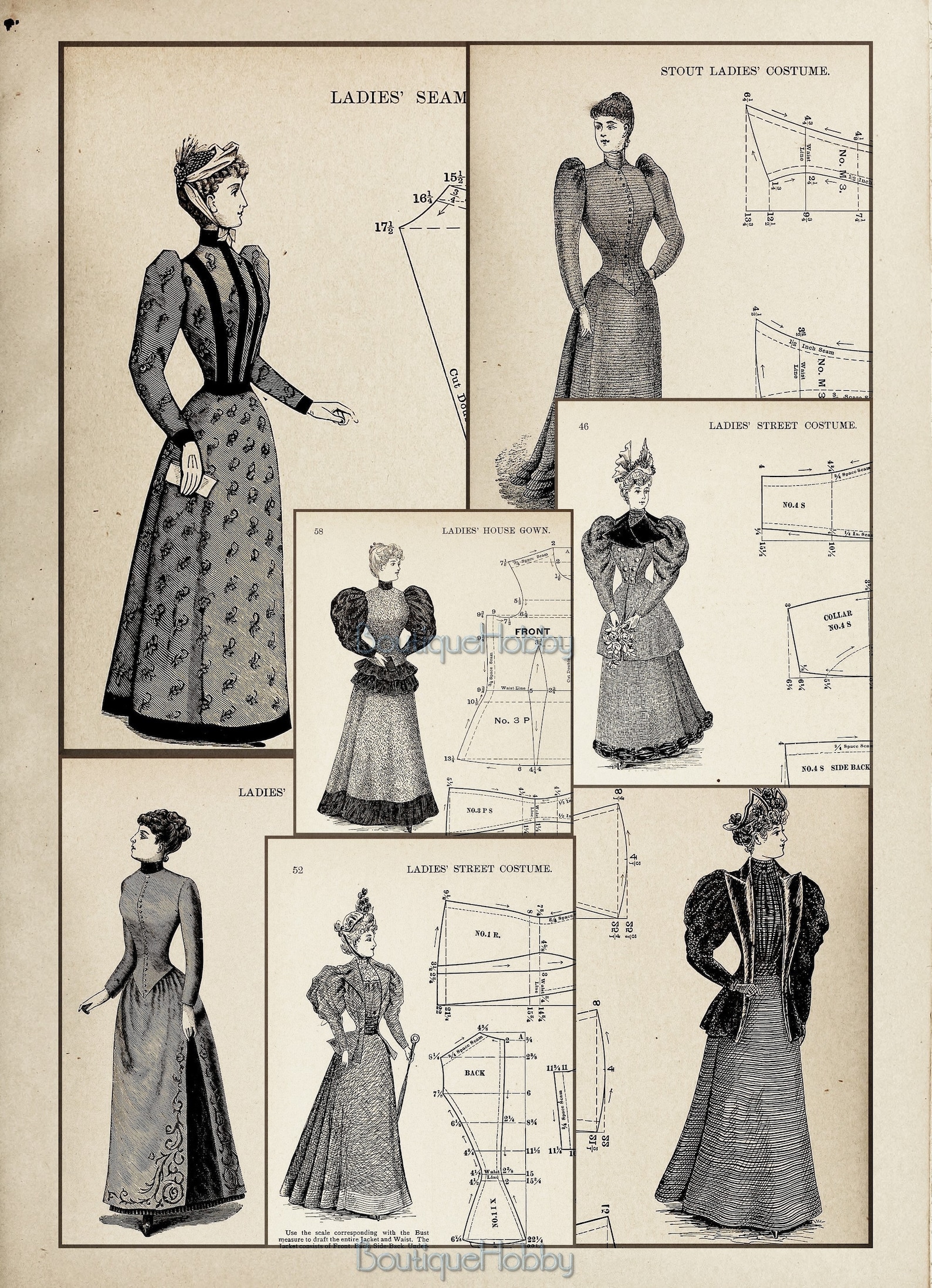 Victorian Historical Pattern Dresscostume Patternsantique - Etsy
