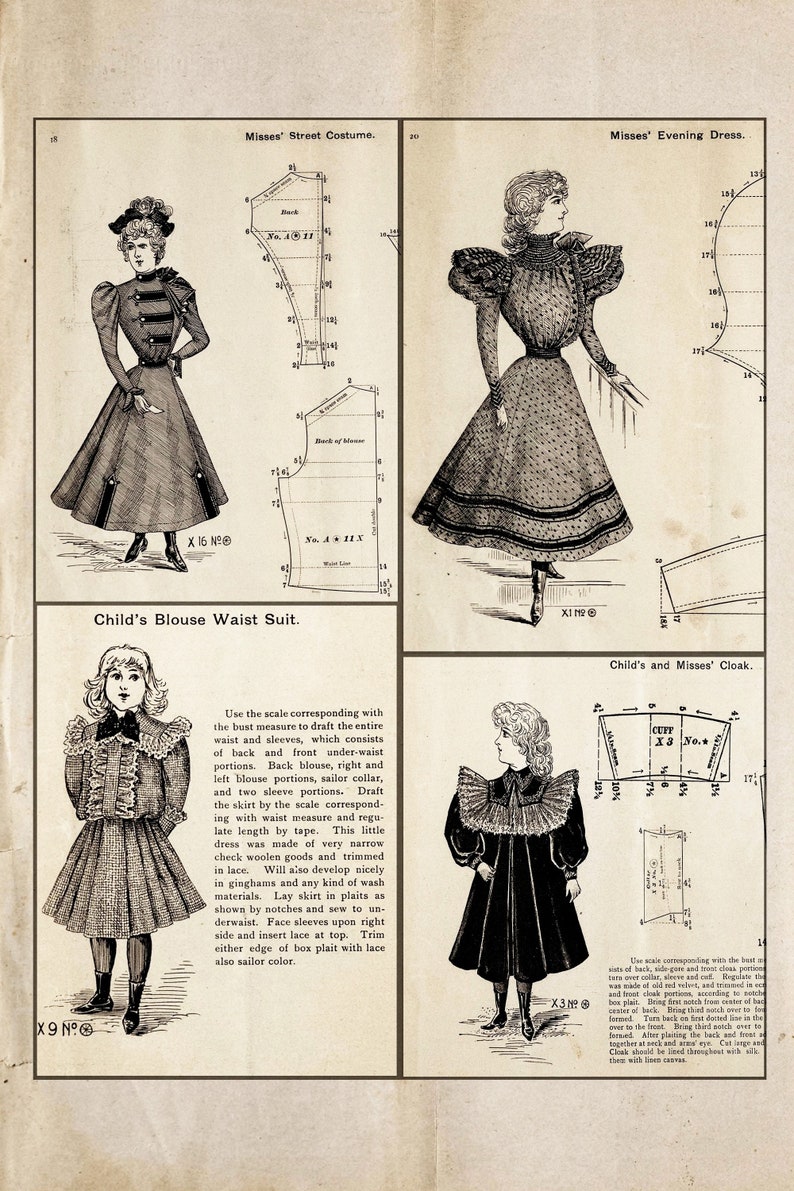 Victorian Book Vintage Sewing Patterns 17 Dresses the | Etsy