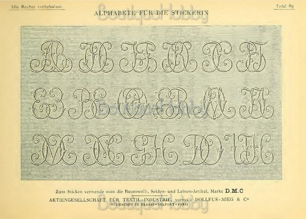 Vintage Embroidery Alphabetlettersmonograms Bookcross - Etsy