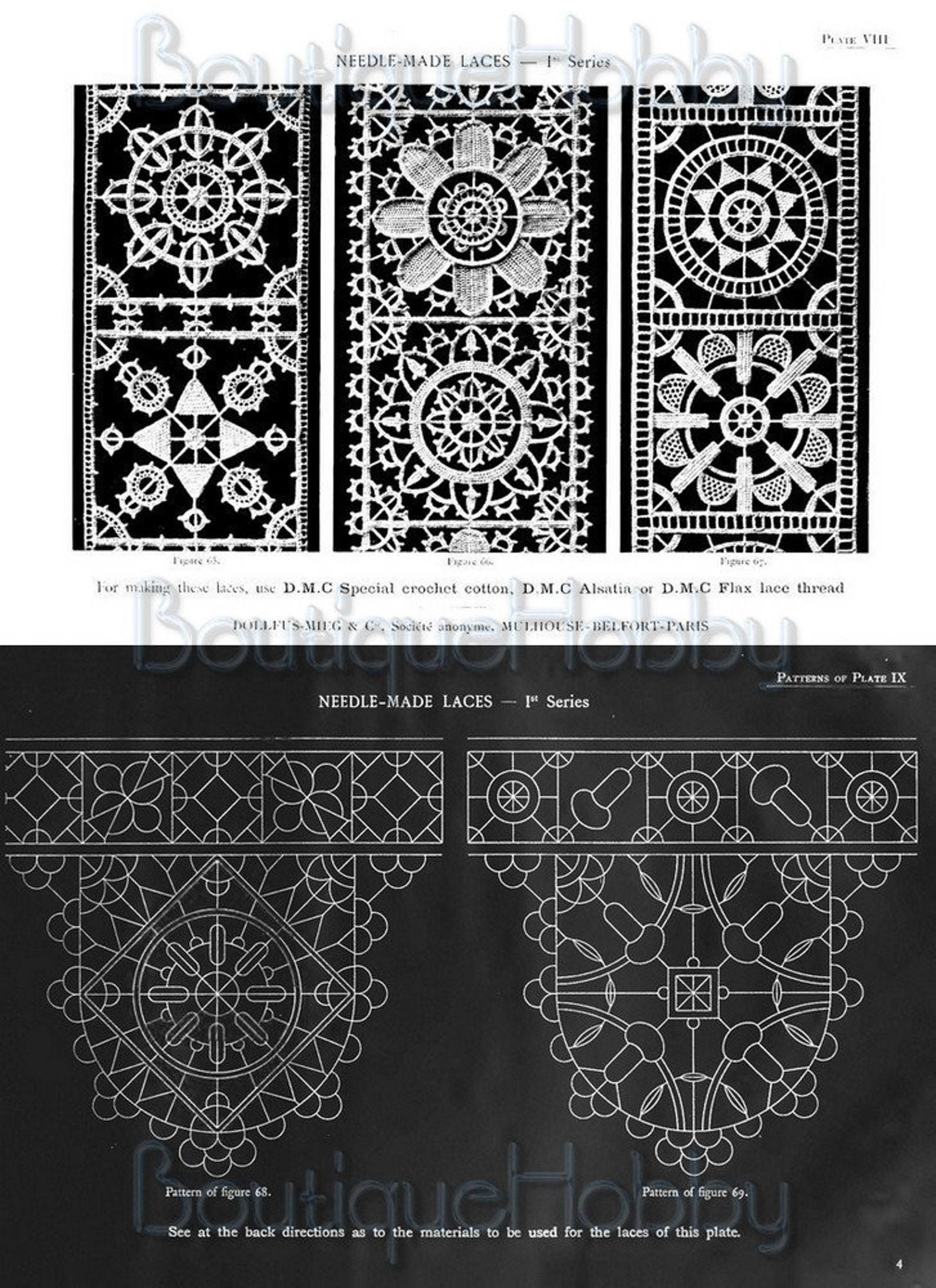 Vintage Needlework Design,patterns Hand Made Lace,diy Needlework ...