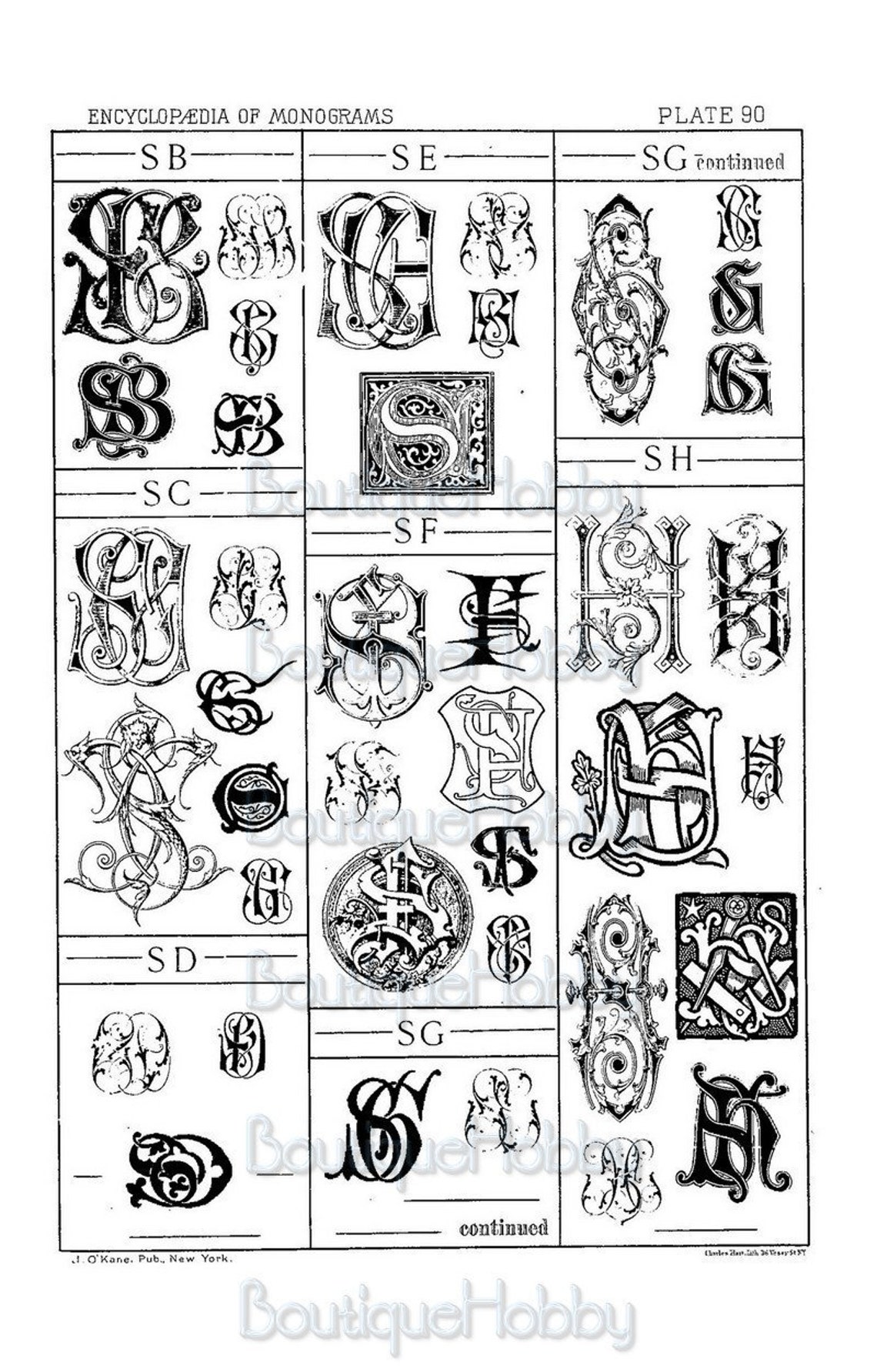 Monograms vintage booksembroidery fontold books ENCYCLOPEDIA | Etsy