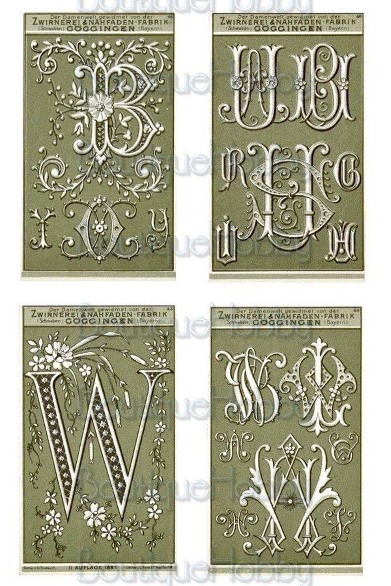 Vintage Embroidery Printable Alphabet,logo Designs,vintage Initials - Etsy