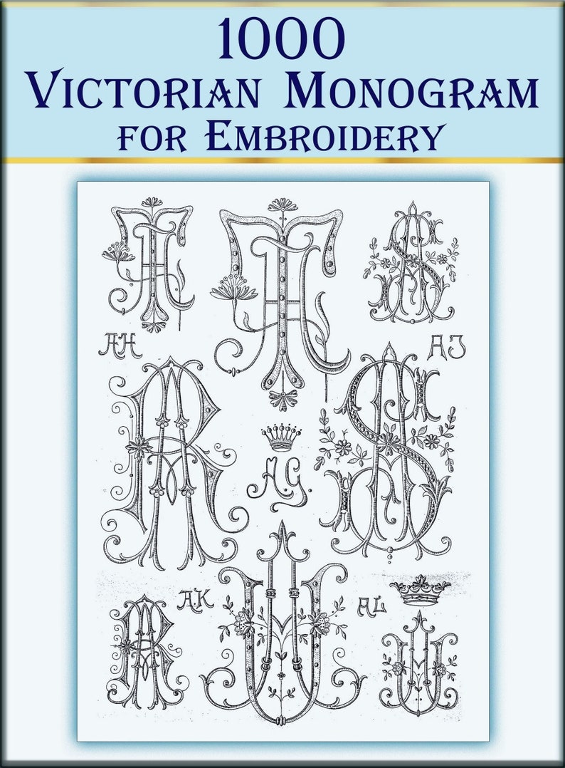 1000 Victorian Vintage Monogram Fonts Hand Embroidery Designs - Etsy