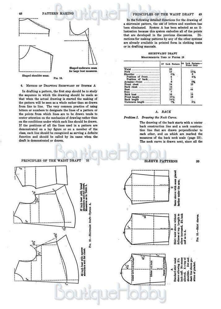 Vintage Pattern Drafting Book: 1922 Sewing Guide (PDF Pattern) - Etsy