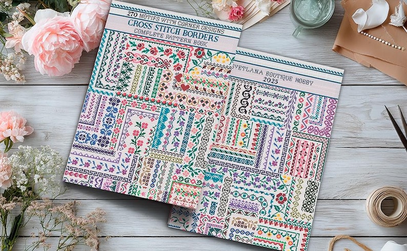 Cross Stitch Borders Complete Pattern Book, 270 Motifs With Corner ...