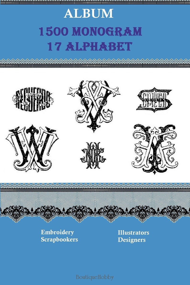 Vintage Monogram fontsalphabet Embroidery Instant Download | Etsy