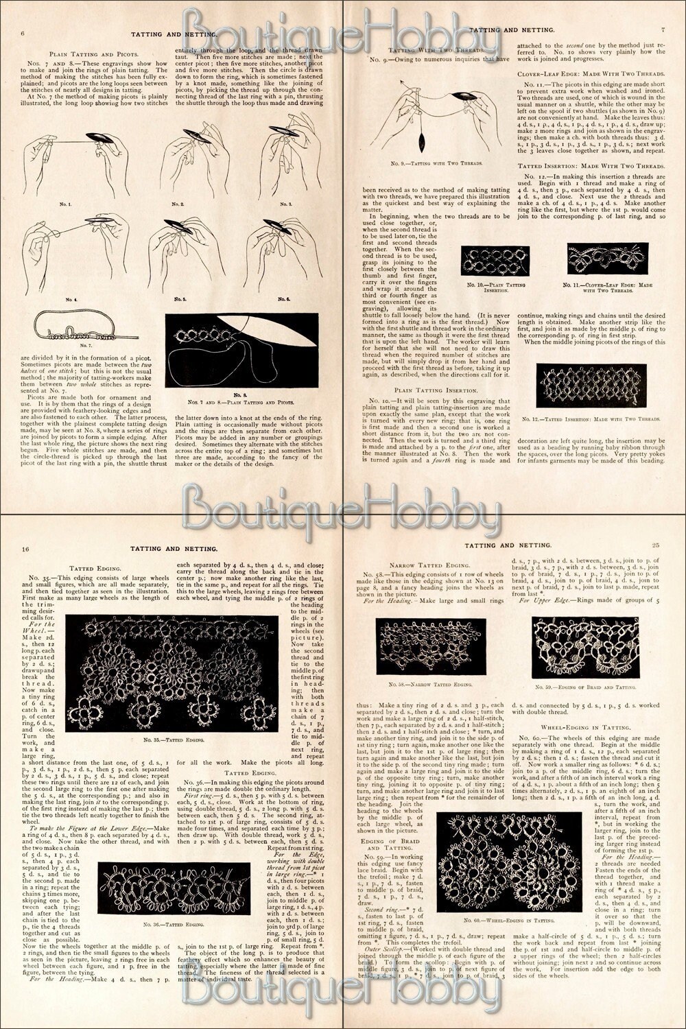 Vintage Needle Tatting Lace Pdf Patterns,needlework Book,hand Made Lace ...