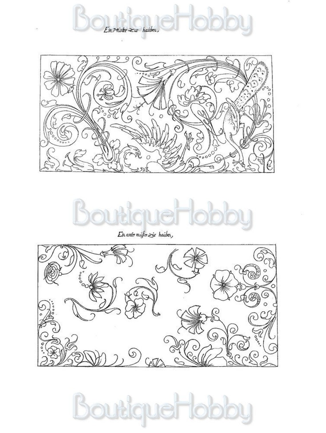 Antique German Embroidery Motif Ornament Pattern,germany Patterns 1619 ...