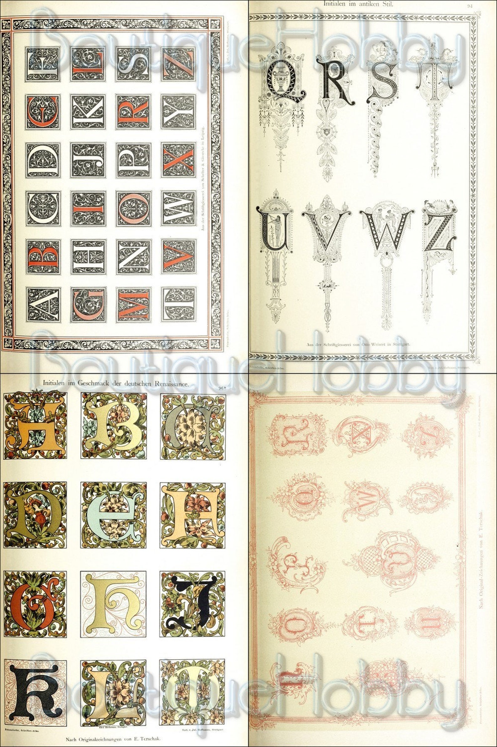 Vintage German Monogram Fontsalphabetinitials Instant - Etsy