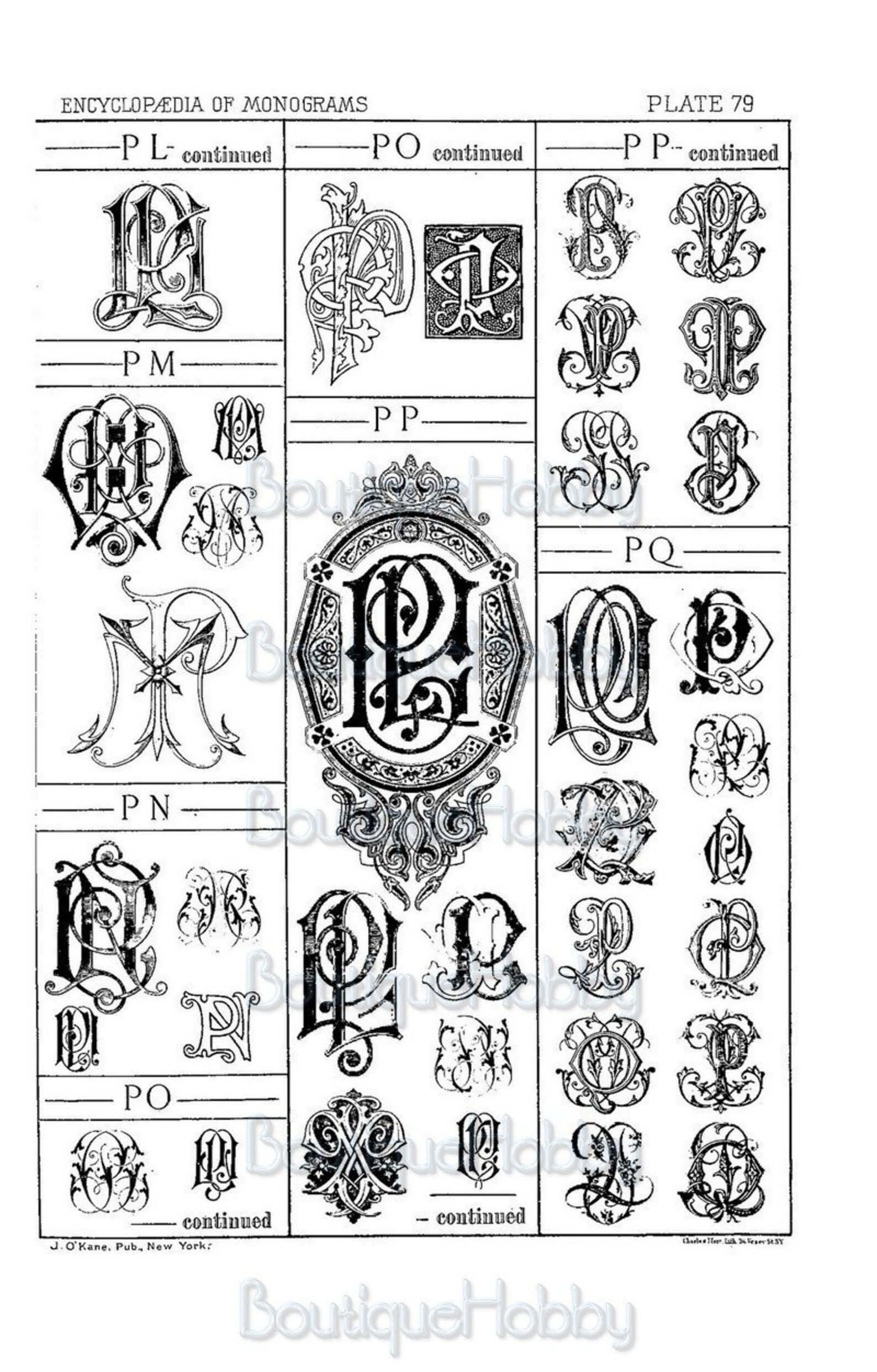 Monograms vintage booksembroidery fontold books ENCYCLOPEDIA | Etsy