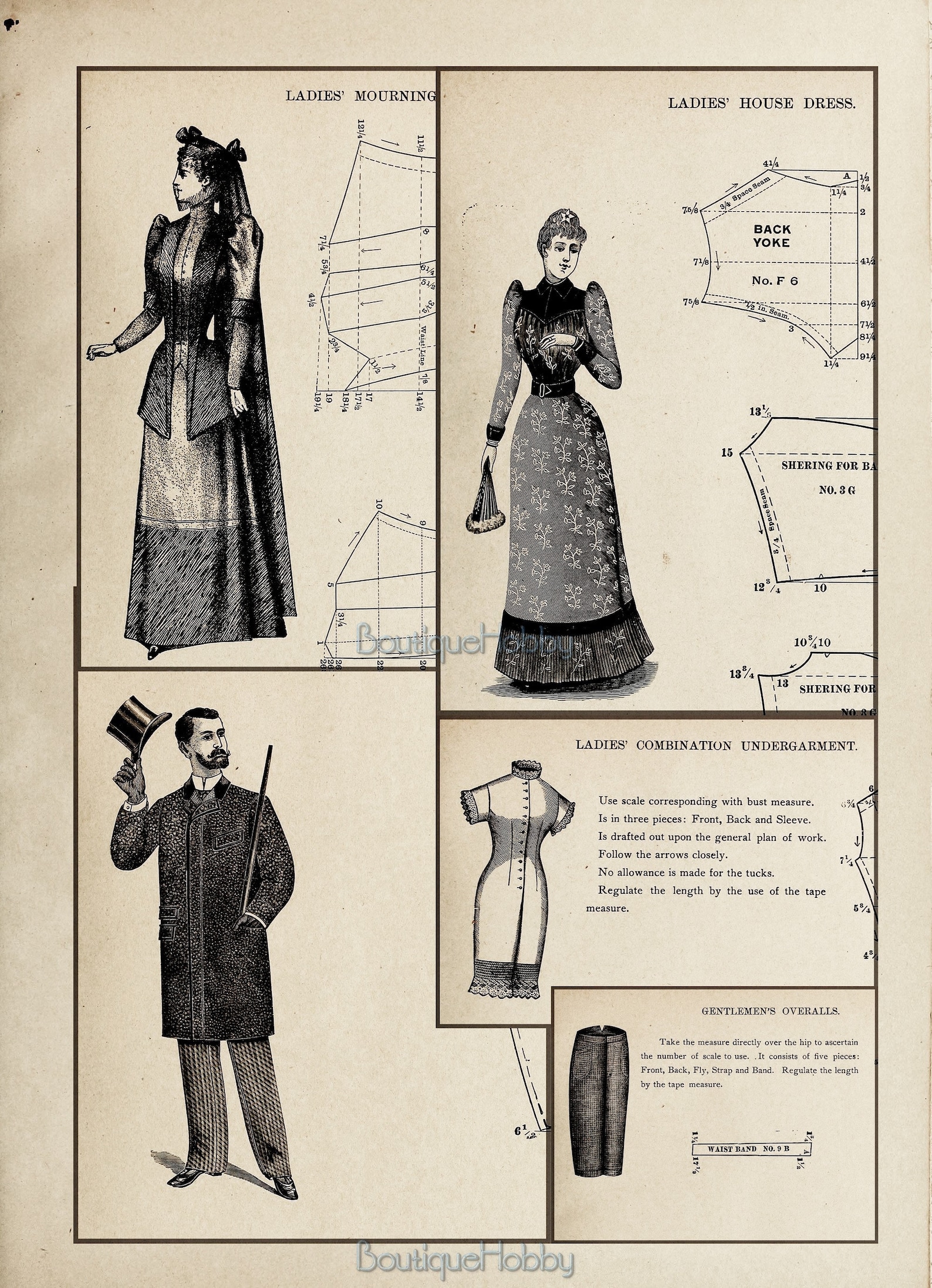 Victorian Historical Pattern Dresscostume Patternsantique - Etsy