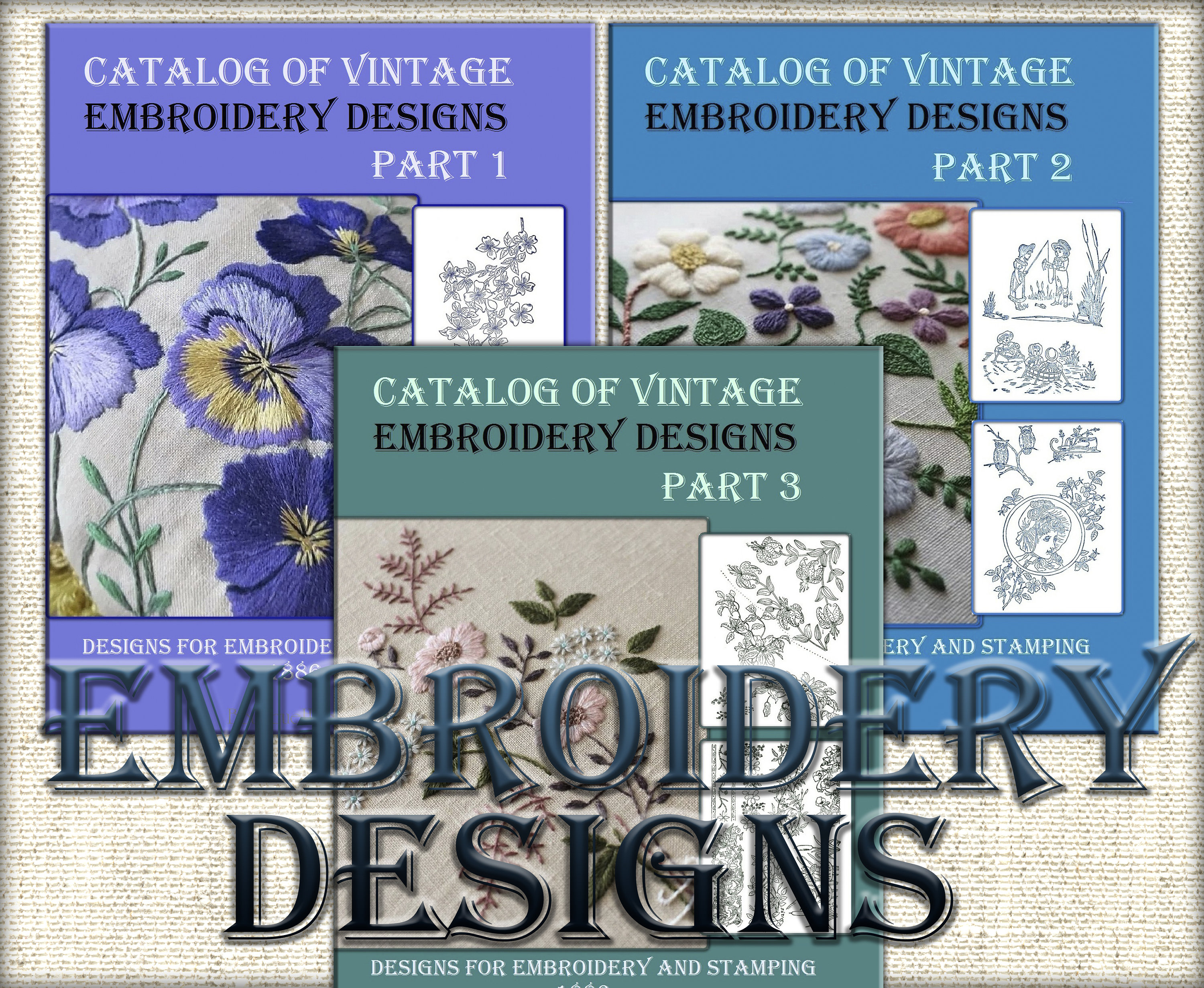 Vintage Hand Embroidery Pattern Designspdf - Etsy