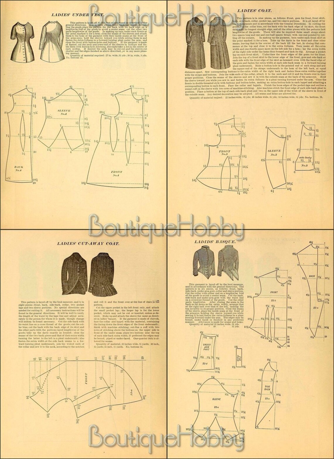 Victorian Vintage Sewing Patterns Pdf Book,pattern Dress,historical ...