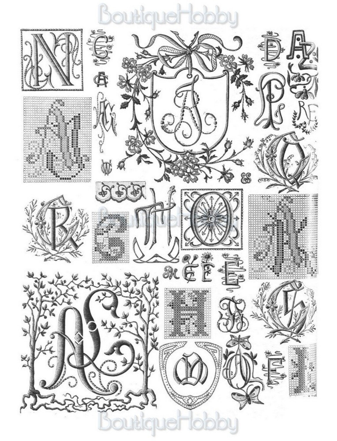 500 Monogram Embroidery Designs Fontsletters - Etsy