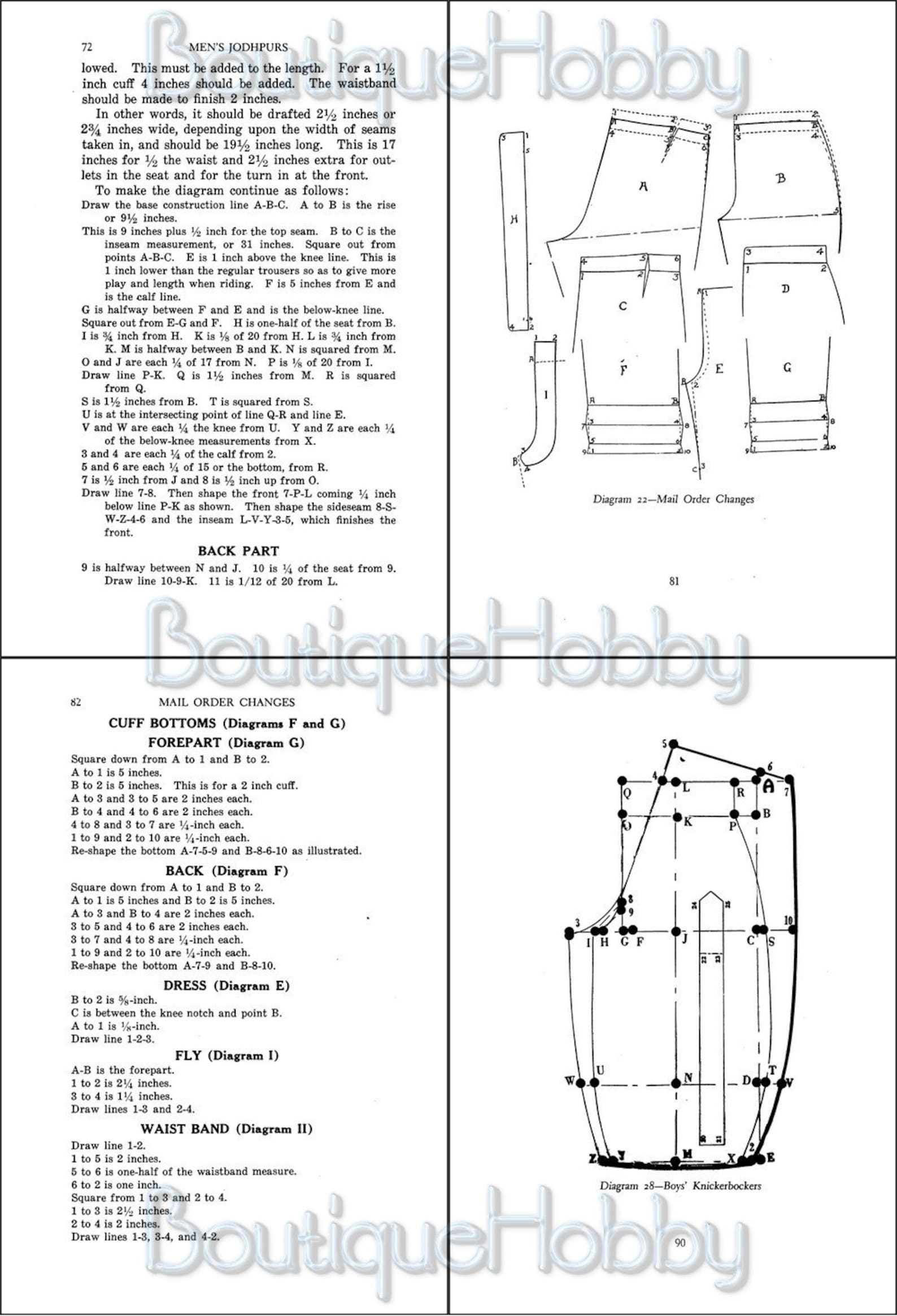 Vintage Pattern Drafting Trousers,mens Sewing Patterns,printable Book ...
