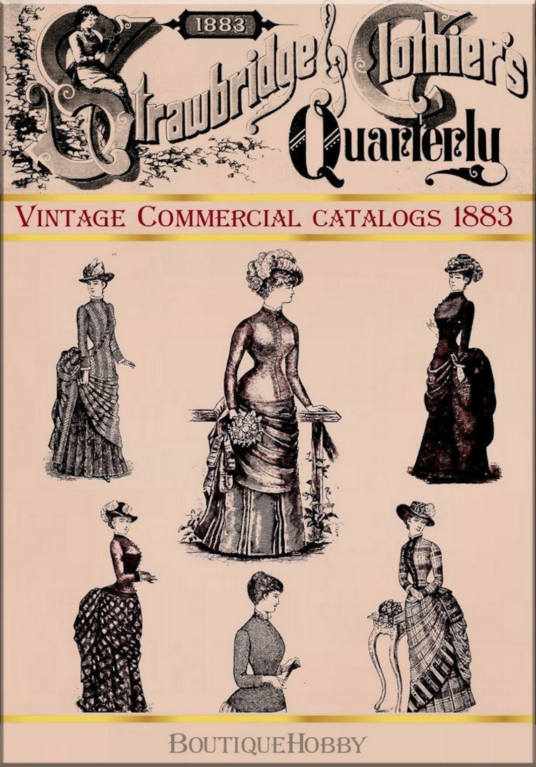 Vintage Antique Fashion Catalog,victorian Fashion Dress Design 1883 ...