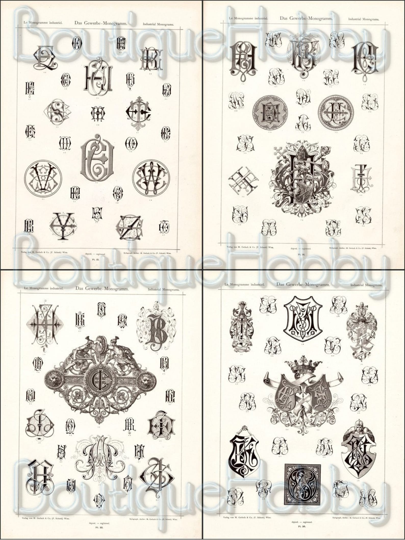 2000 Victorian Monograms,monogram Font,alphabet Illustration Heraldic ...