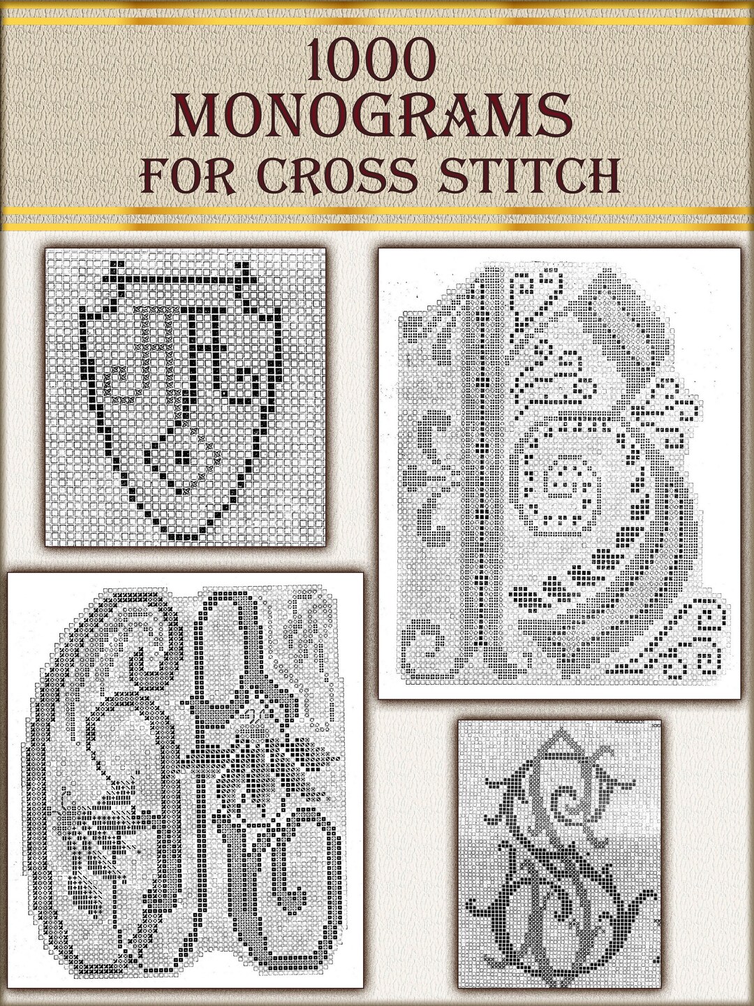 Monograms Cross Stitch Patterns Book,antique Books,monogram Font ...