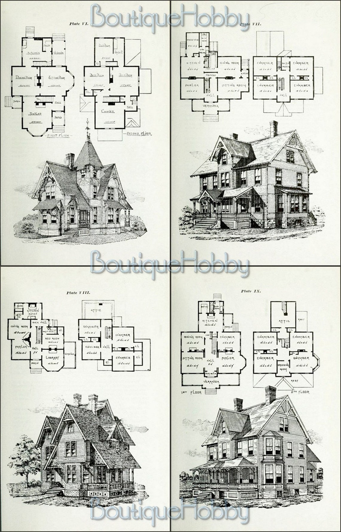 Victorian American Architecture: House Building Plans Book (PDF) - Etsy