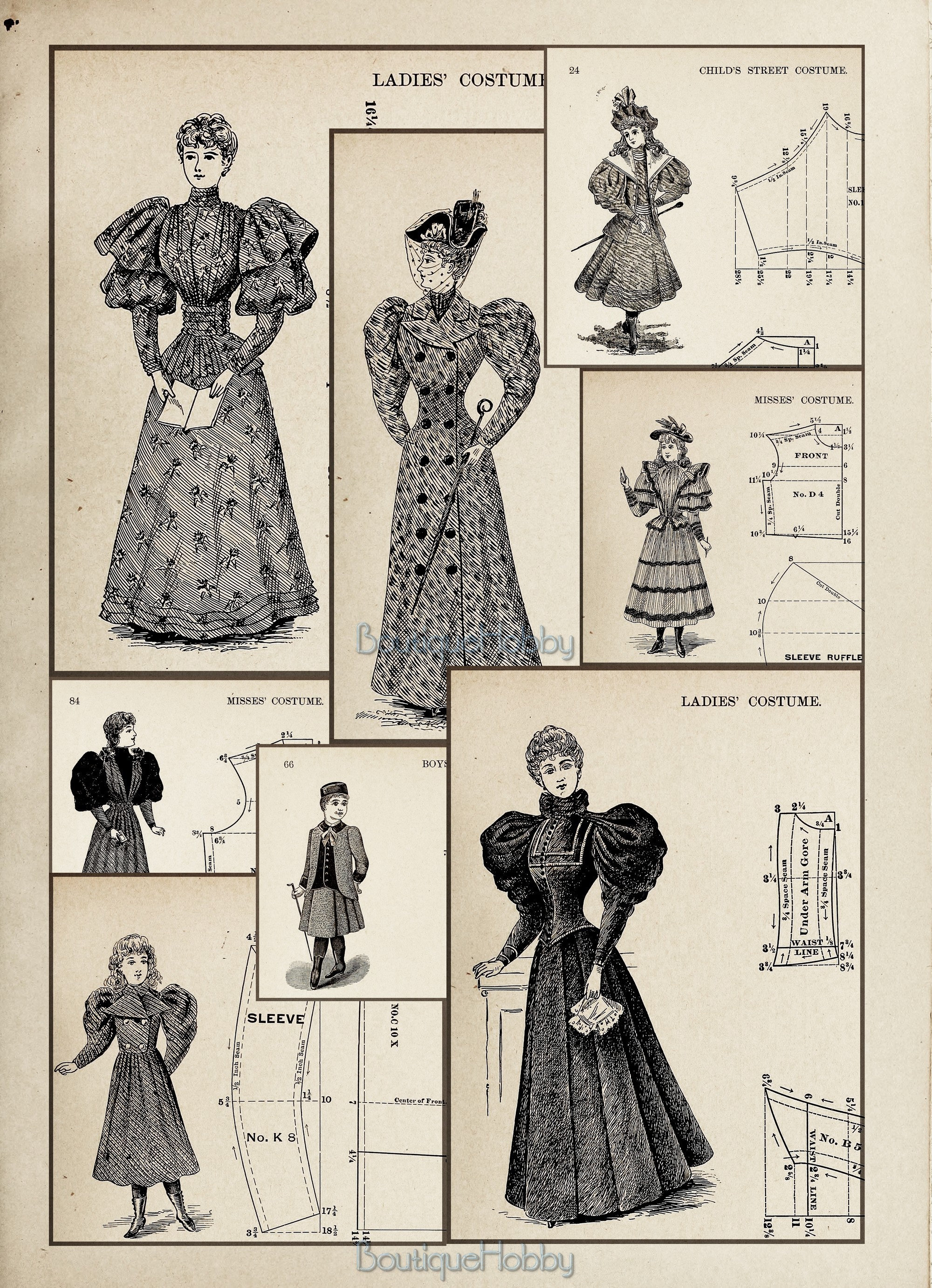 Victorian Historical Pattern Dress,costume Patterns,antique Rare Book ...