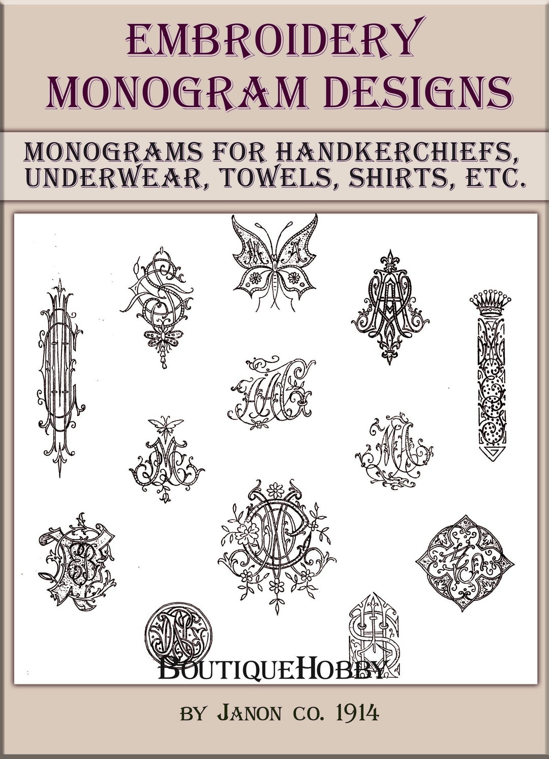 Vintage Hand Embroidery Monograms Designs,monogram Font - Etsy