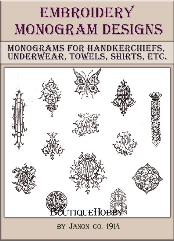 Vintage Hand Embroidery Monograms Designsmonogram Font | Etsy