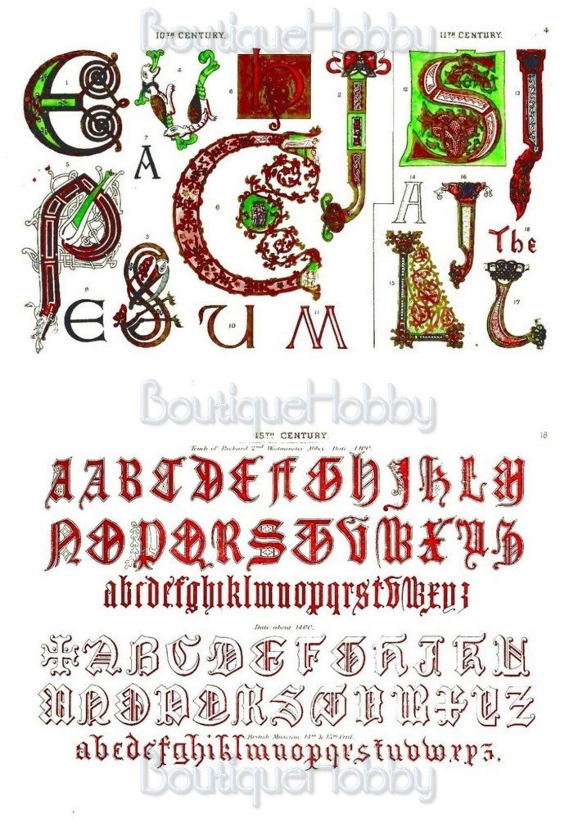 Monogram Alphabet Printablevintage Art Alphabetsilluminated | Etsy