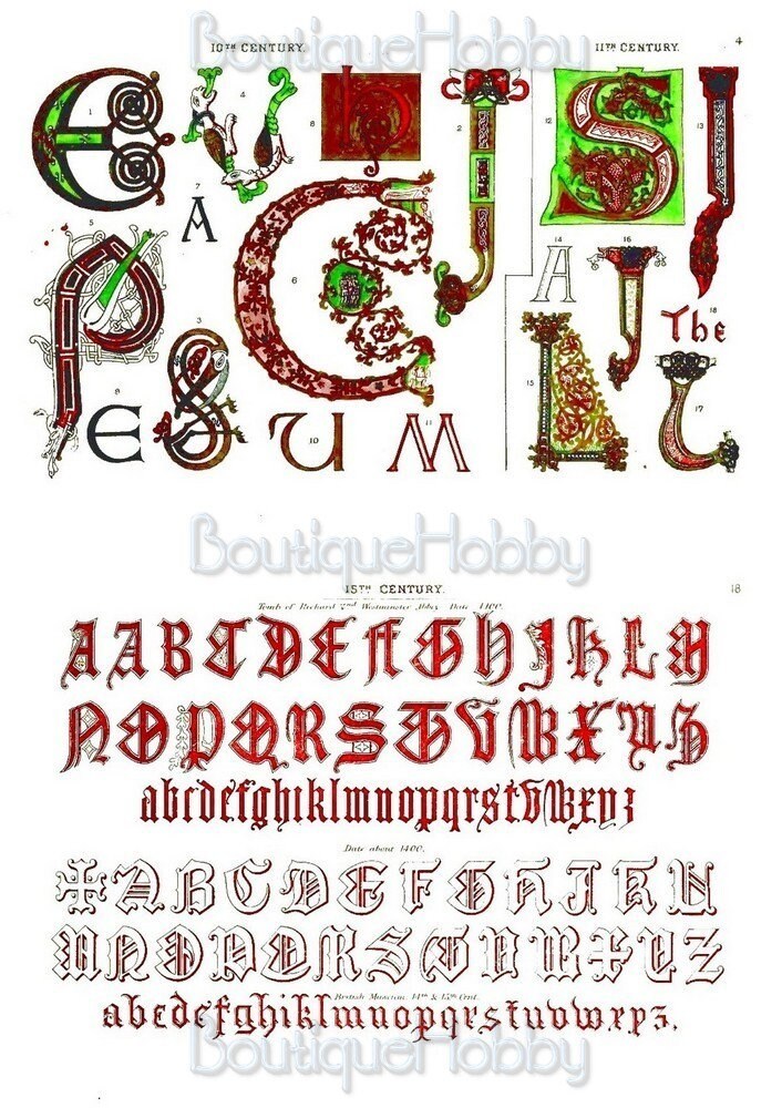 Monogram Alphabet Printablevintage Art Alphabetsilluminated | Etsy