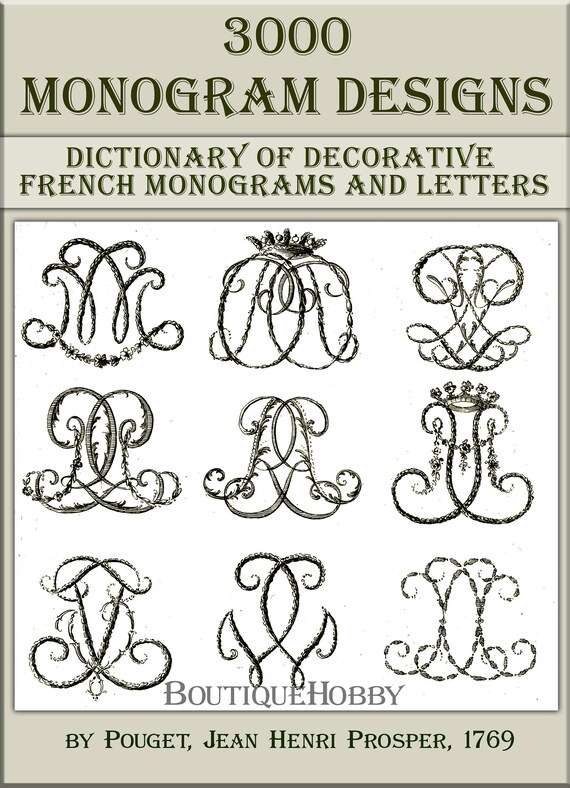 Vintage Monograms Designs Fontsalphabet Embroidery Instant | Etsy