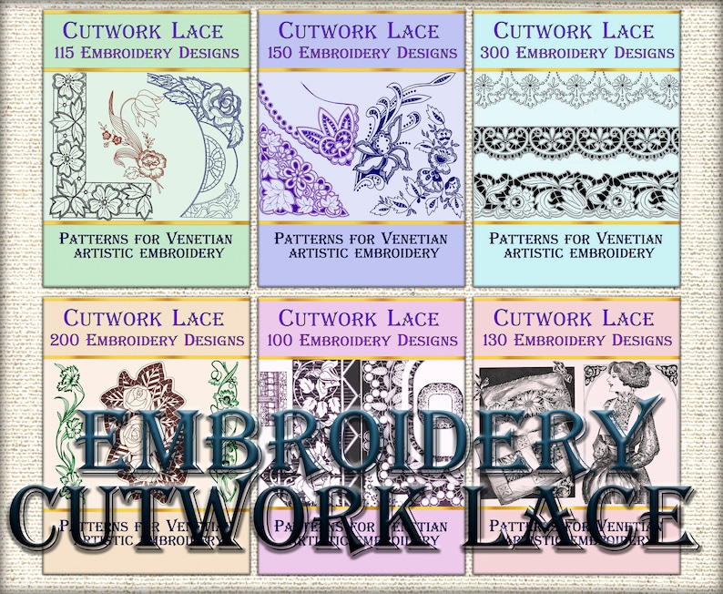 Cutwork Lace Hand Embroidery Designs,pattern Book,collection of 6 - Etsy
