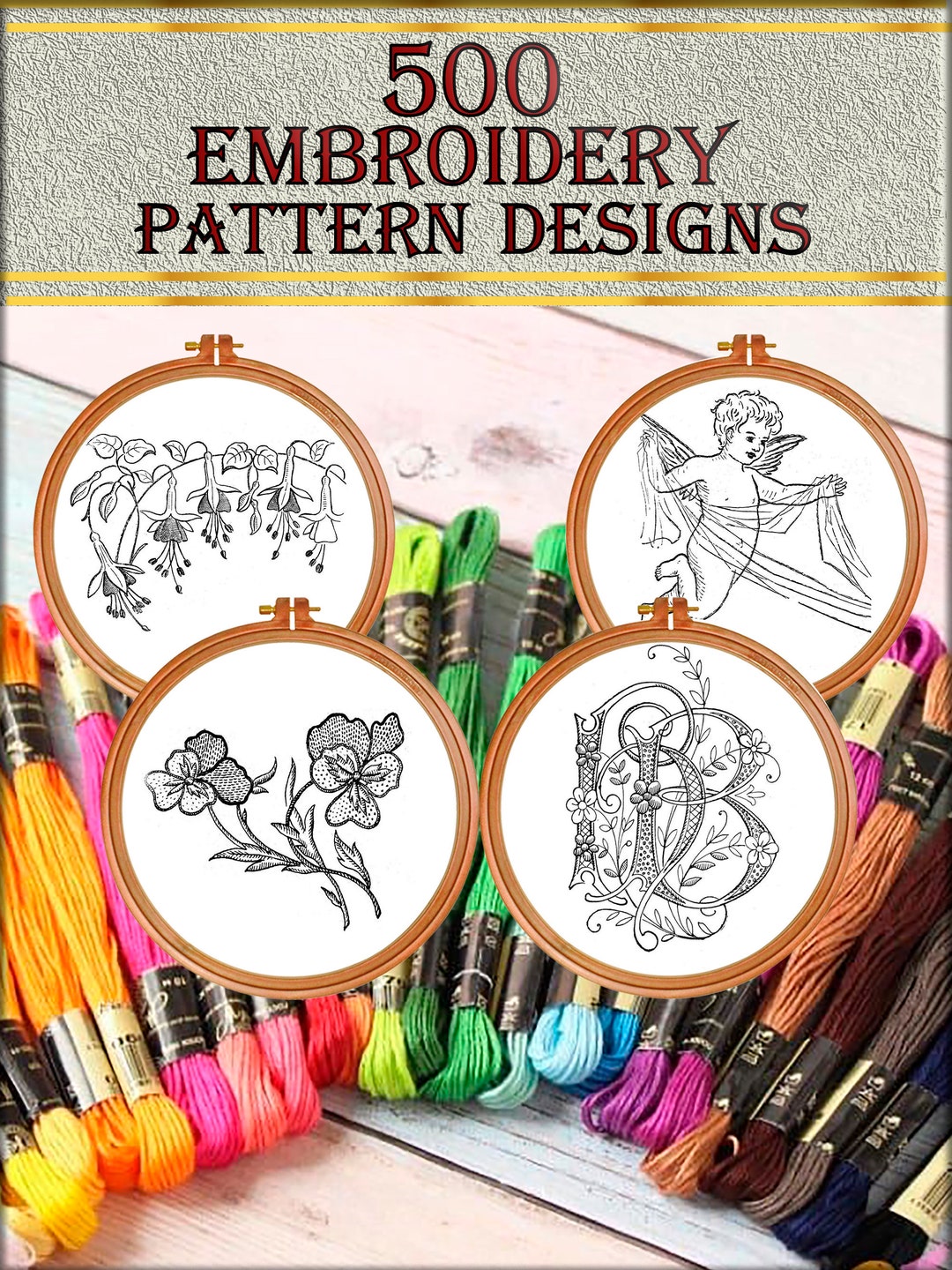 Hand Vintage Embroidery Pattern Book,500 Designs Embroidery Instant ...