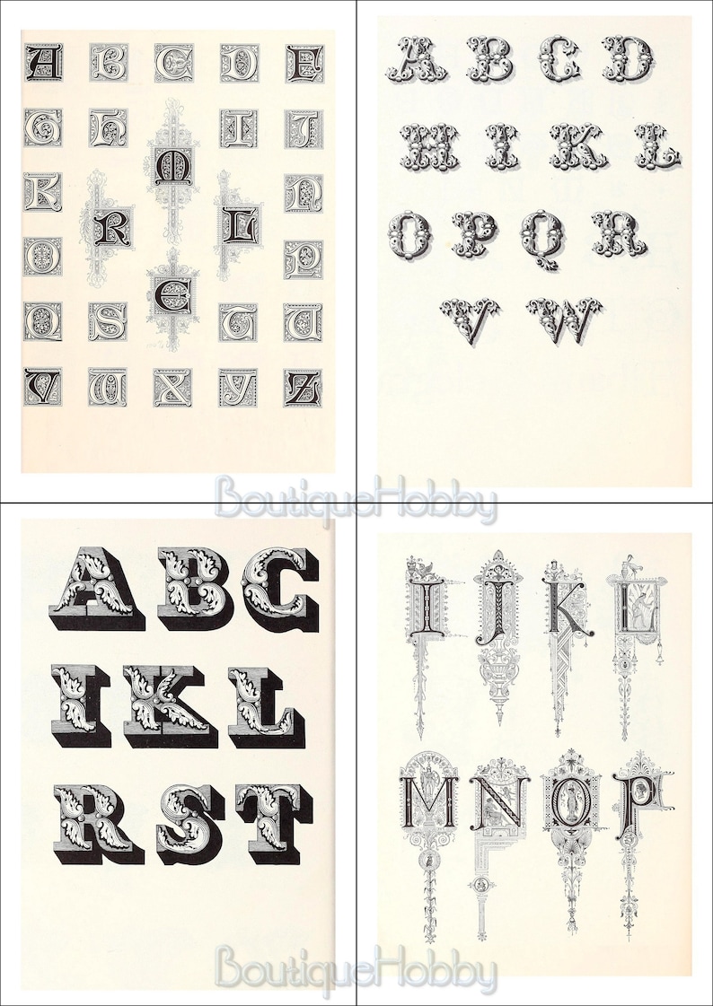 Vintage Decorative Alphabet Styleslettering Design - Etsy
