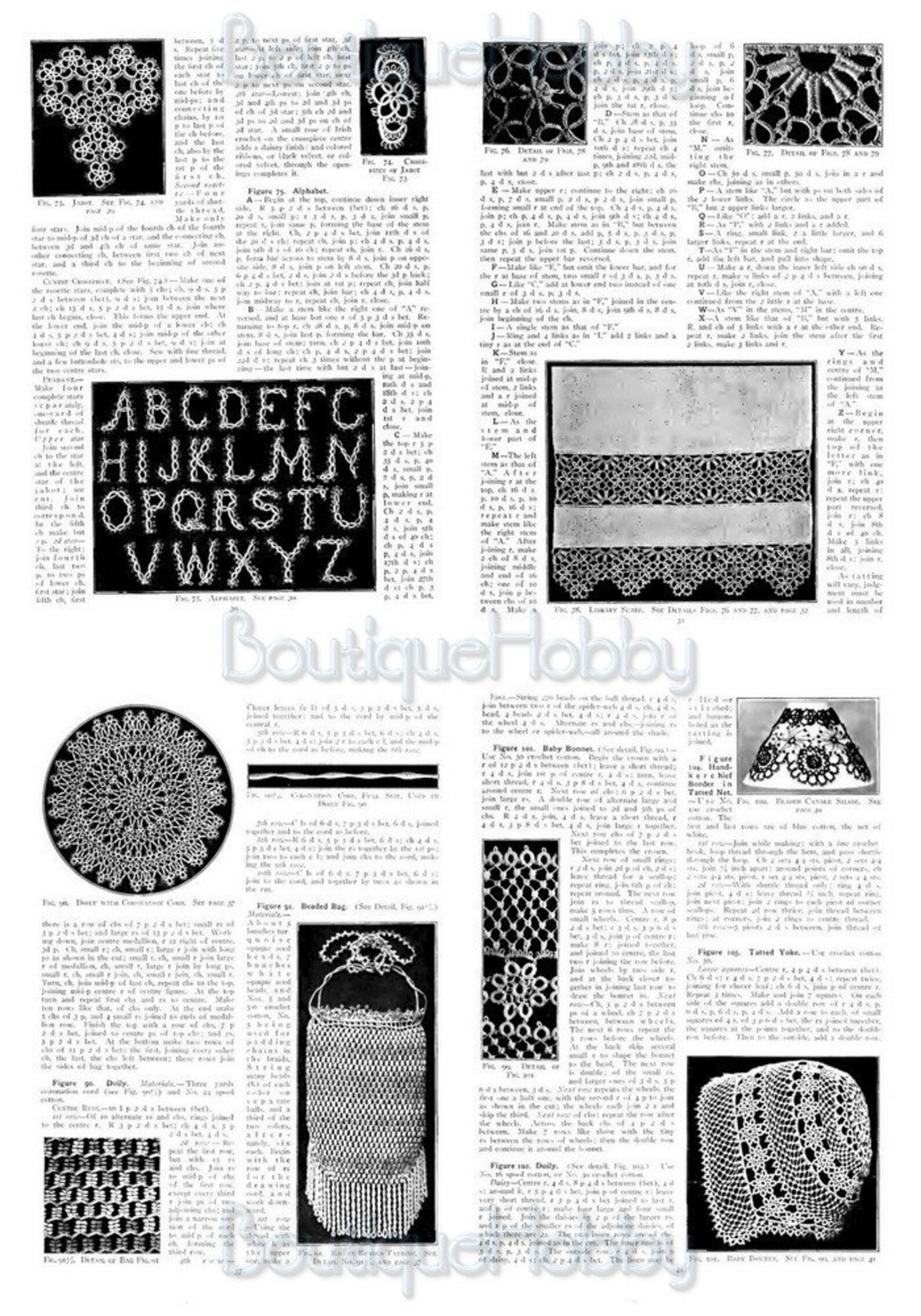 Vintage tatting hand made lace patternsneedlework pdf book | Etsy