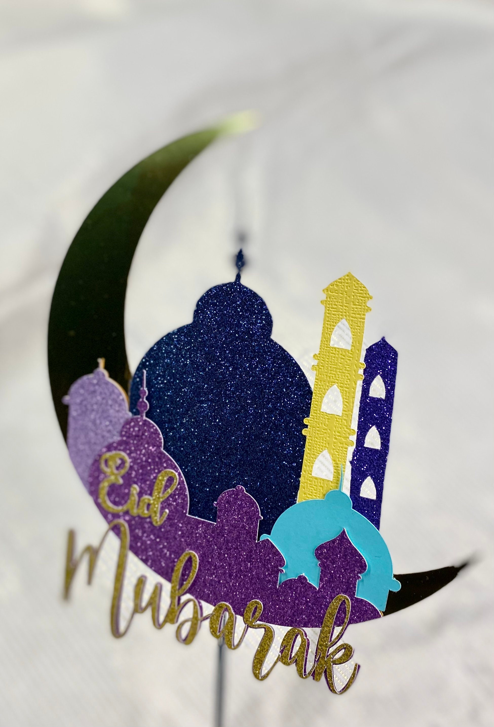 Eid Mubarak Cake Topper, Ramadan, Glitter Cake Topper, Eid Celebrations ...