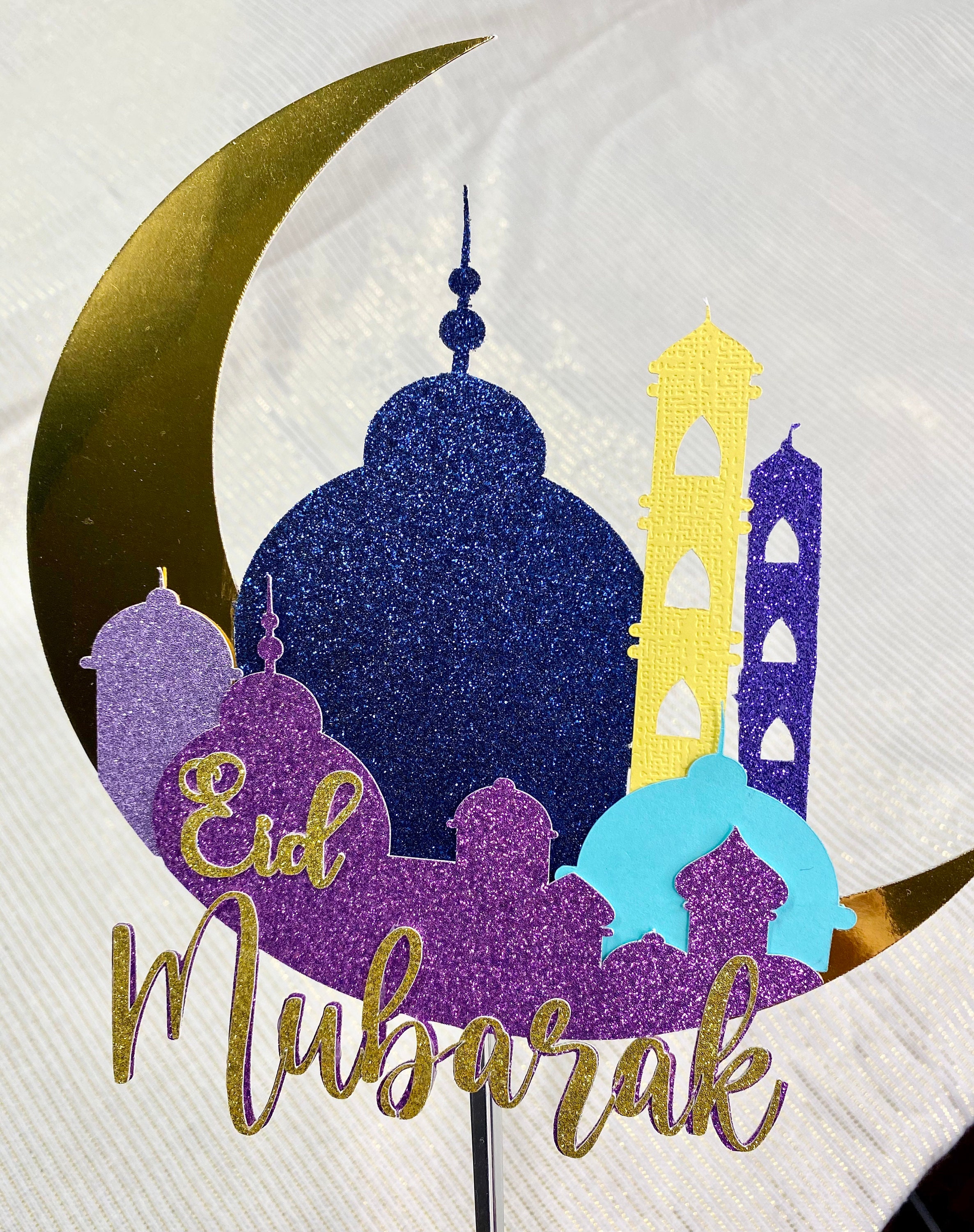 Eid Mubarak Cake Topper, Ramadan, Glitter Cake Topper, Eid Celebrations ...