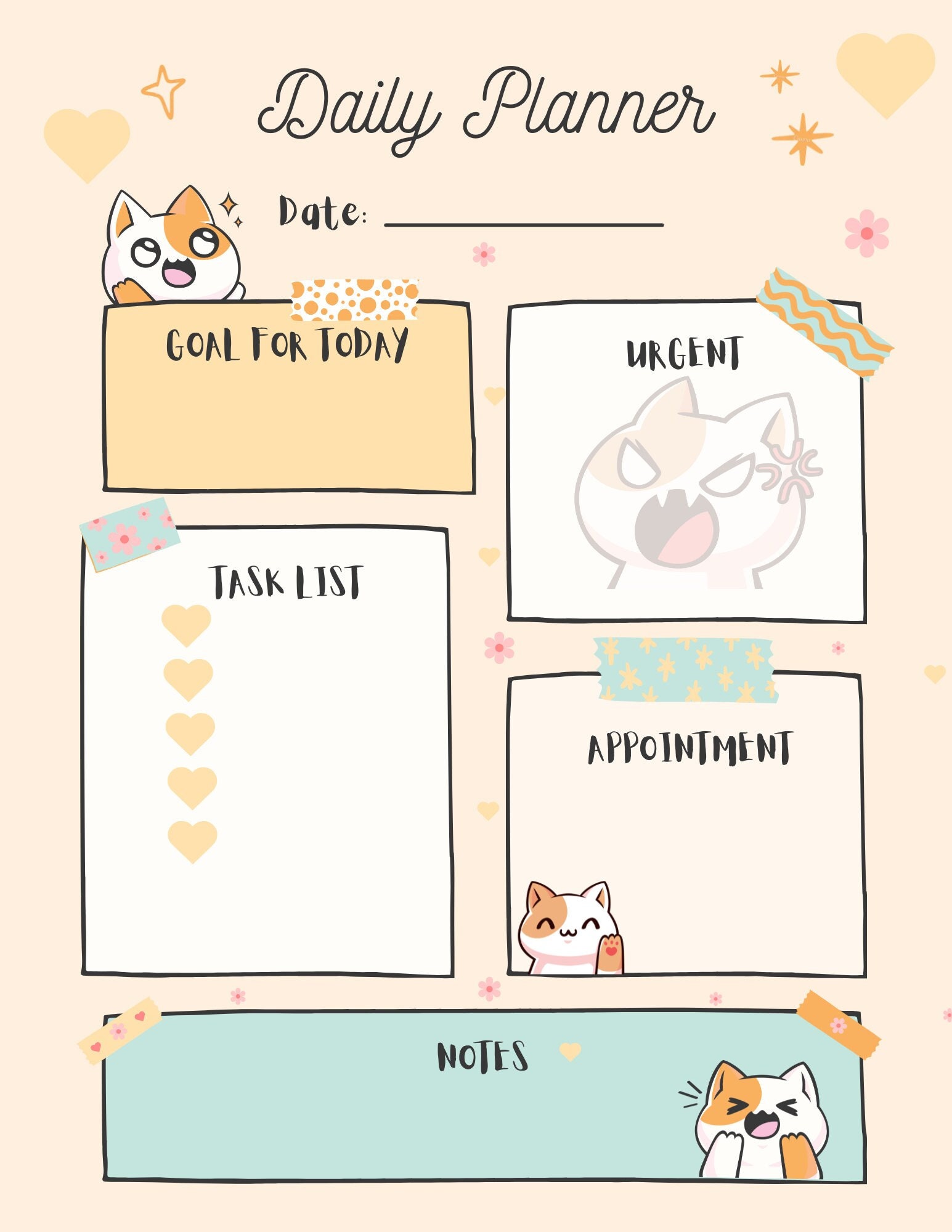 Daily Planner, Printable Planner, Cute Planner, PDF Planner, Cute ...