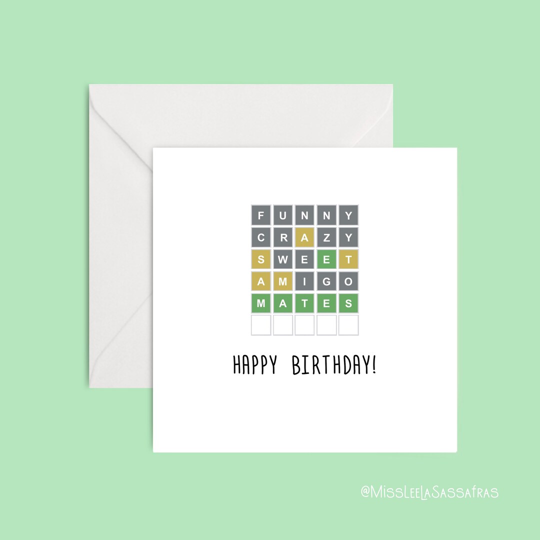 Wordle Mates Birthday Card, Friend - Etsy