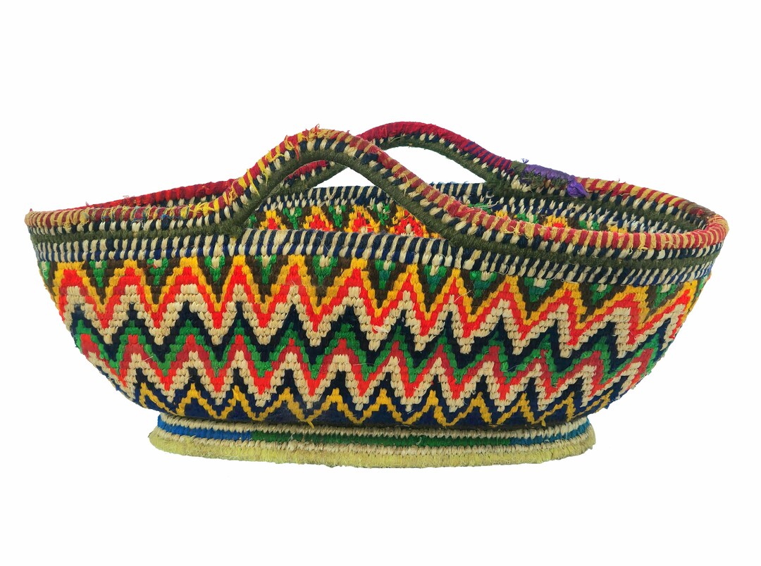 Vintage Moroccan Berber Bread Basket, Amazigh Wool Tea Basket, Boho ...