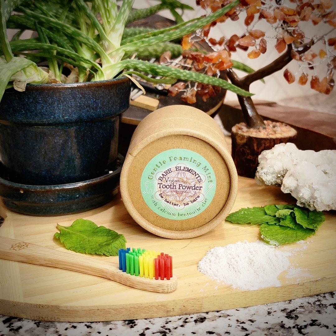 Foaming Mint Tooth Powder | Vegan - Kraft Jar - Compostable Label ...