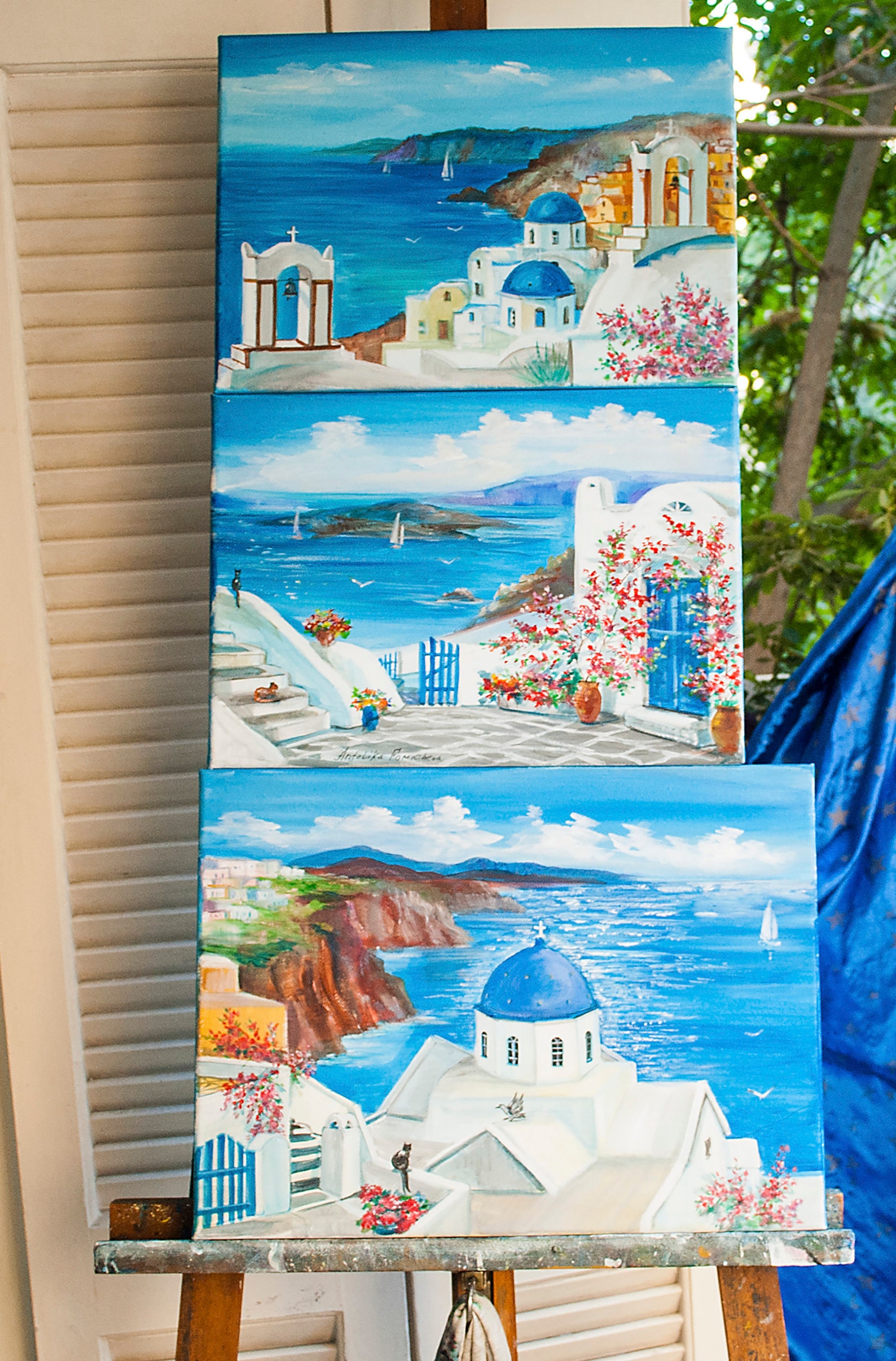 Seascape Oil Painting Greek Island Oil Painting Santorini Island Art ...