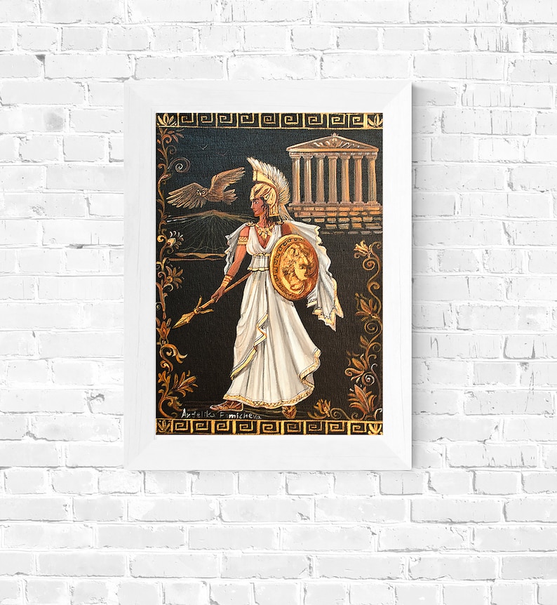 Ancient Goddess Athena Oil Painting on Canvas Greece Mythology - Etsy