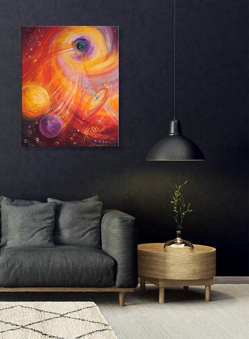 Space Original Oil Painting Shooting Star Art Outer Space Wall Art ...