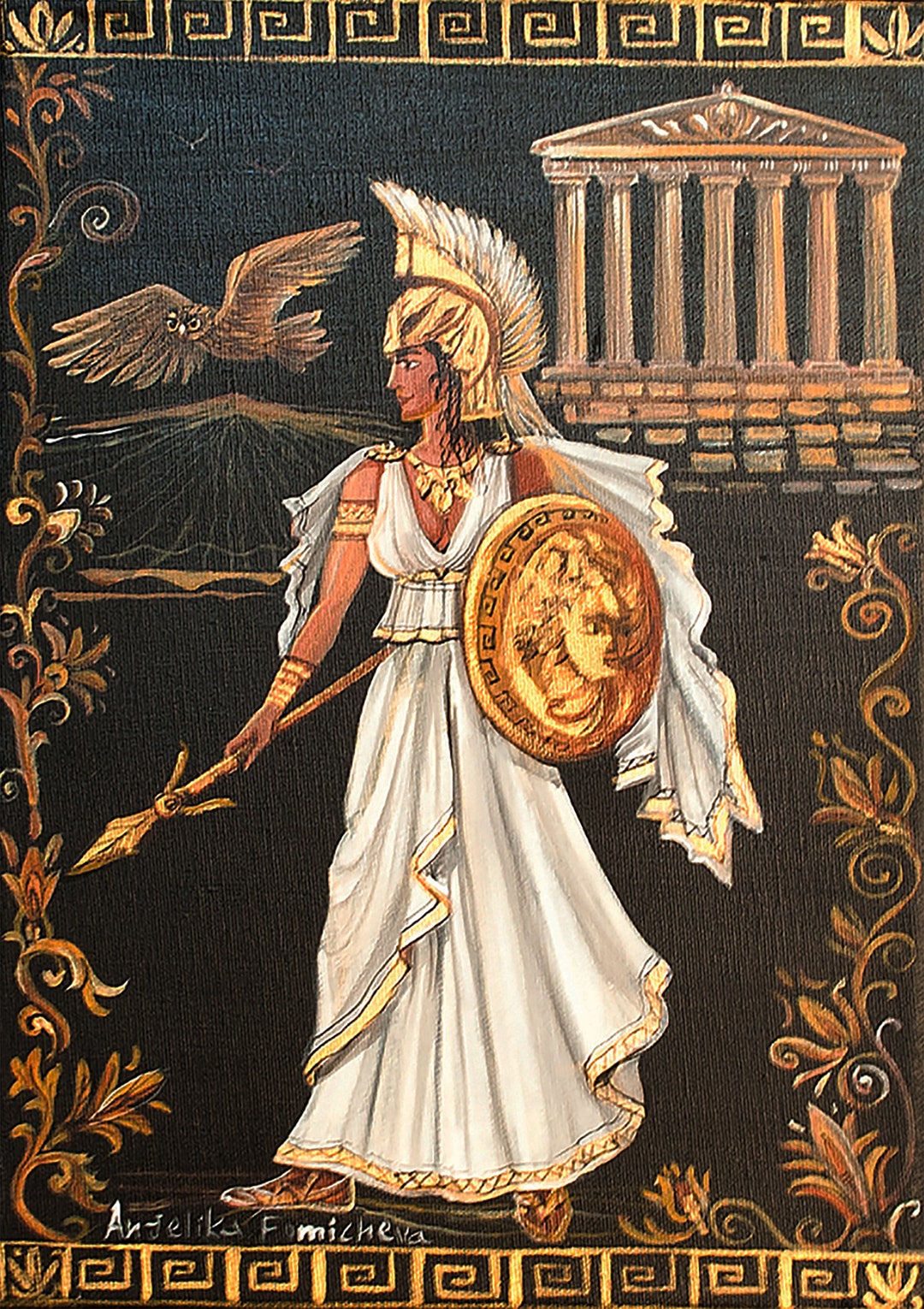 Ancient Goddess Athena Oil Painting on Canvas Greece Mythology - Etsy